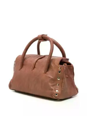 ZANELLATO Baby Dotta Studded Leather Tote Bag - Brown