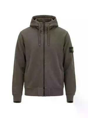 Stone Island 6100009 Organic-cotton Fleece Oversized-fit Zip-up Hooded Sweatshirt With Pockets - Grey