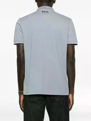 BOSS Logo-print Tipped Polo Shirt - Blue