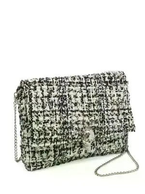 Alexander McQueen Skull Tweed Shoulder Bag - White