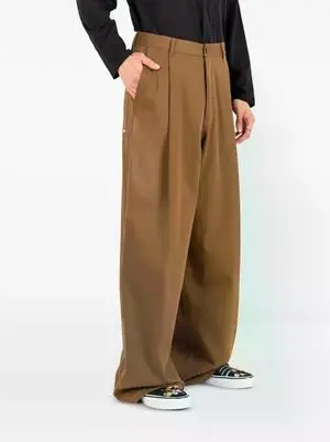 SOCIETE ANONYME Pleated Wide-leg Cotton Trousers