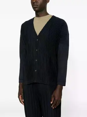 Issey Miyake Plissé Effect V-neck Cardigan