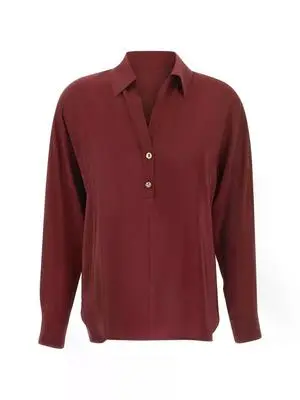 Max Mara Hammered-button Silk Blouse - Red