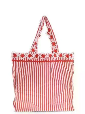 FLORA SARDALOS Striped Tote Bag With Floral Appliqu