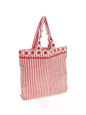 FLORA SARDALOS Striped Tote Bag With Floral Appliqu