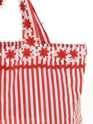 FLORA SARDALOS Striped Tote Bag With Floral Appliqu