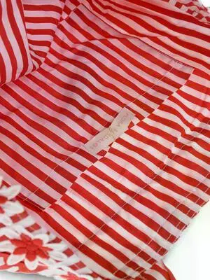 FLORA SARDALOS Striped Tote Bag With Floral Appliqu