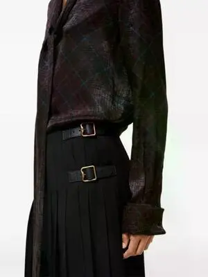 Burberry Check Silk Blend Scarf Blouse