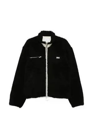 Rhude Fleece Logo Patch High Neck Zip Jacket - Black