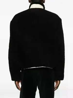Rhude Fleece Logo Patch High Neck Zip Jacket - Black