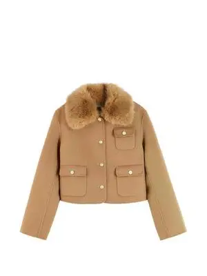 Tommy Hilfiger Cropped Jacket With Faux-fur Collar - Neutrals