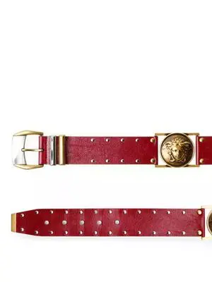 Versace Studded Leather Belt - Red