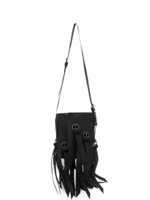 LA MILANESA Buckle-detail Fringed Bucket Bag - Black