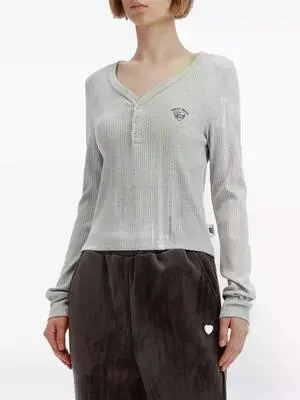 CHOCOOLATE Ribbed-knit Heart-motif T-shirt