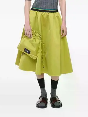 Plan C Citron Duchesse Striped-waistband Flared Midi Skirt
