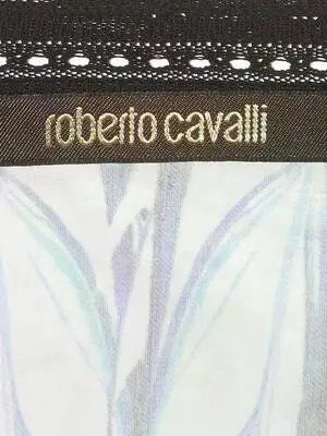 Roberto Cavalli Silk Feather-print Kaftan Blouse