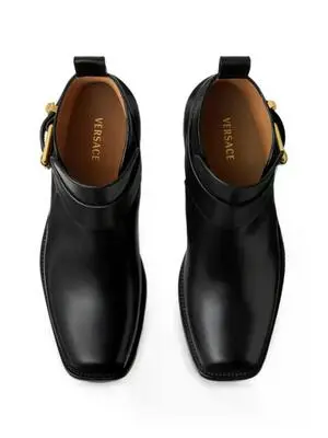 Versace Orlando Leather Ankle Boots With Medusa Hardware