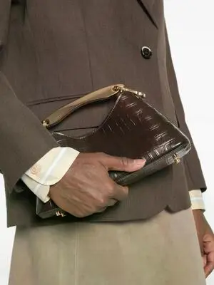 ELLEME Mini Boomerang Croc-effect Leather Tote Bag - Brown