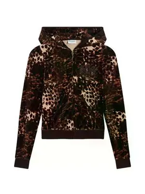 Juicy Couture Leopard Print Puff-sleeve Zip-up Hoodie