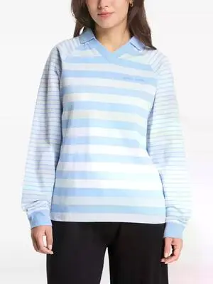 SAMSOE SAMSOE Saella Ls Striped Raglan-sleeve Polo - Blue