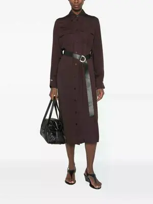 Imperial Belted Button-front Midi Shirt Dress