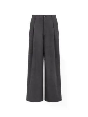 SOCIETE ANONYME St. Andrew Pleated Wide-leg Deadstock Cotton Trousers - Grey