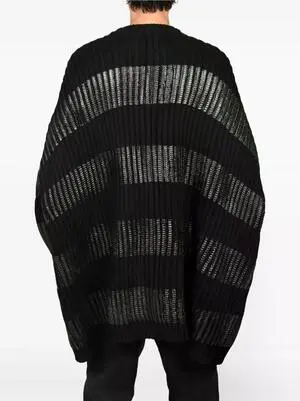 FILTH Waxed-stripe Ribbed-knit Cardigan
