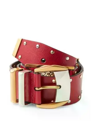 Versace Studded Leather Belt 4 Cm - Red