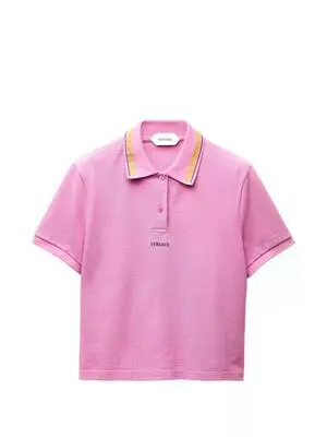 Versace Embroidered-logo Cotton Piqué Polo - Pink