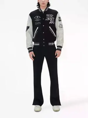 Amiri Logo Patch Varsity Bomber Jacket - Black