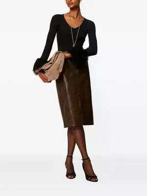 TWINSET Rib Knit Jumper With Faux Fur Cuffs - Black