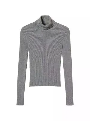 TWINSET Ribbed-knit Roll-neck Jumper - Grey