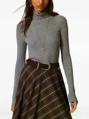 TWINSET Ribbed Knit Roll Neck Jumper
