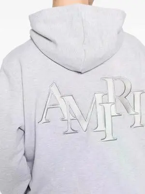 Amiri Staggered Logo-embroidered Cotton Hoodie