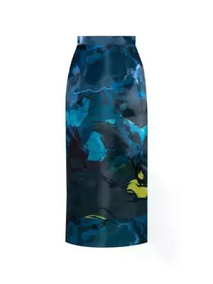 ROKSANDA Irma Abstract-print Midi Skirt - Blue