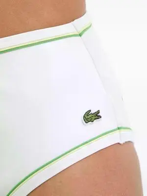Lacoste Logo-patch Piped Bikini Bottoms - White