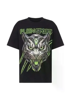 PLEIN SPORT Tiger-print Logo-print T-shirt - Black