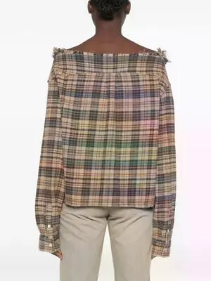 R13 Plaid Off-the-shoulder Shirt
