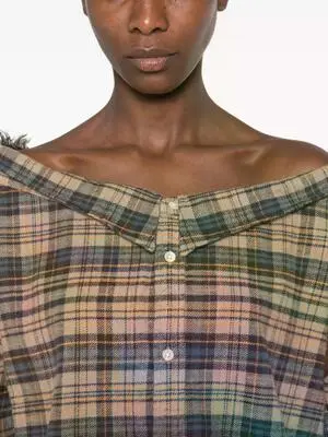 R13 Plaid Off-the-shoulder Shirt