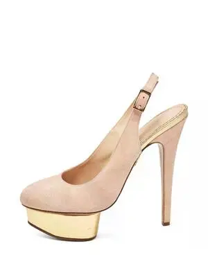 CHARLOTTE OLYMPIA Suede Platform Slingback Pumps - Neutrals
