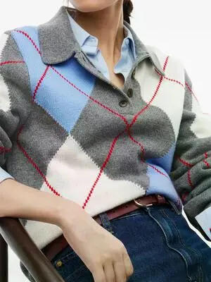 Tommy Hilfiger Argyle Knit Polo Sweater
