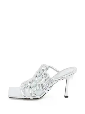 Bottega Veneta Intrecciato Heeled Sandals - Silver