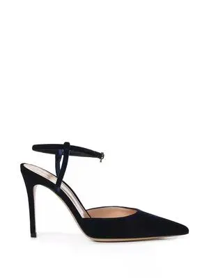 GIANVITO ROSSI Pointed-toe Ankle-strap Pumps - Blue