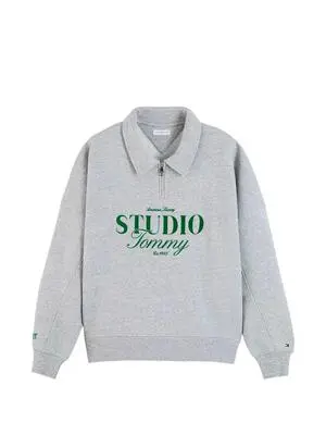Tommy Hilfiger Logo-print Zip-neck Polo Top