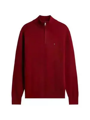 Tommy Hilfiger Quarter-zip Logo-embroidered Sweater - Red