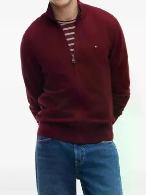 Tommy Hilfiger Logo-embroidered Zip-up Cardigan - Red