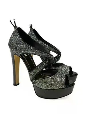 Miu Miu Glitter Platform Sandals
