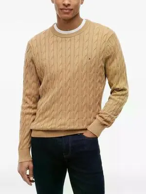 Tommy Hilfiger Cable-knit Embroidered-logo Sweater