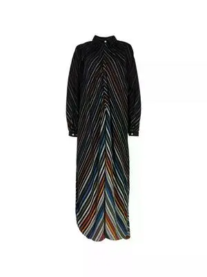 MARRAKSHI LIFE Striped Long-sleeve Maxi Dress - Black