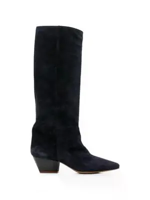 FORTE_FORTE Pointed Toe Suede Knee-high Boots - Blue
